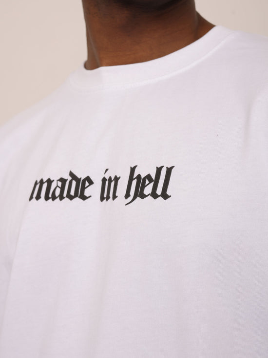 Herren T-Shirt mit Druck "Made in Hell", Oversized Fit, Modell C3008, – Denim Fabrik