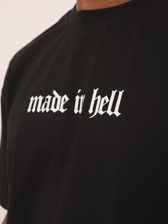 Herren T-Shirt mit Druck "Made in Hell", Oversized Fit, Modell C3008, – Denim Fabrik